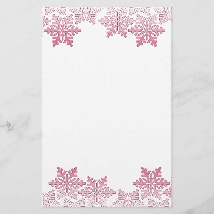 Pink Snowflake Border Stationery | Zazzle.com