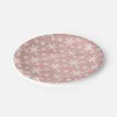 pink snowflake christmas baby shower party paper plates | Zazzle
