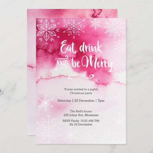 Pink snowflake Christmas party Invitation | Zazzle