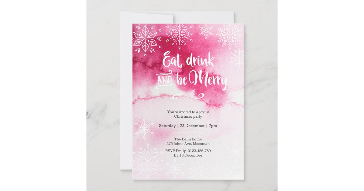 Pink snowflake Christmas party Invitation | Zazzle