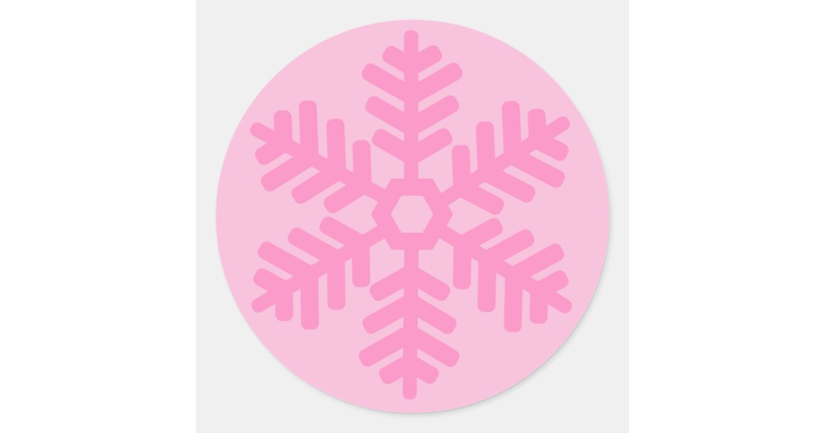 pink snowflake classic round sticker | Zazzle