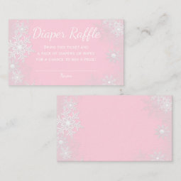 Pink Snowflake Diaper Raffle Tickets Enclosure Card | Zazzle