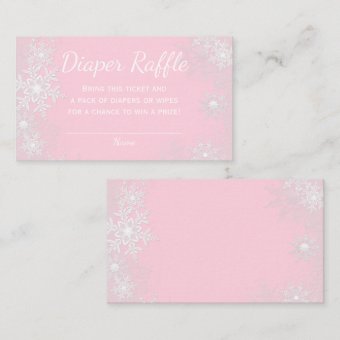 Pink Snowflake Diaper Raffle Tickets Enclosure Card | Zazzle