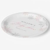 Pink Snowflake Girl Baby Shower Paper Plates | Zazzle