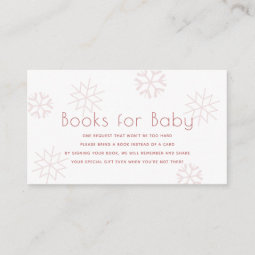 Pink Snowflakes Baby Shower Books for Baby Enclosu Enclosure Card | Zazzle