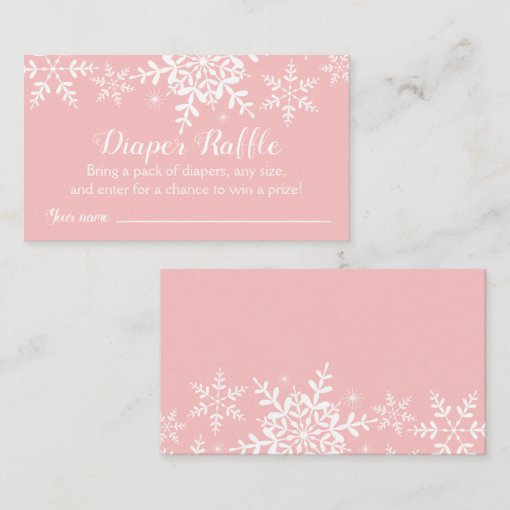 Pink Snowflakes Baby Shower Diaper Raffle Ticket Enclosure Card | Zazzle