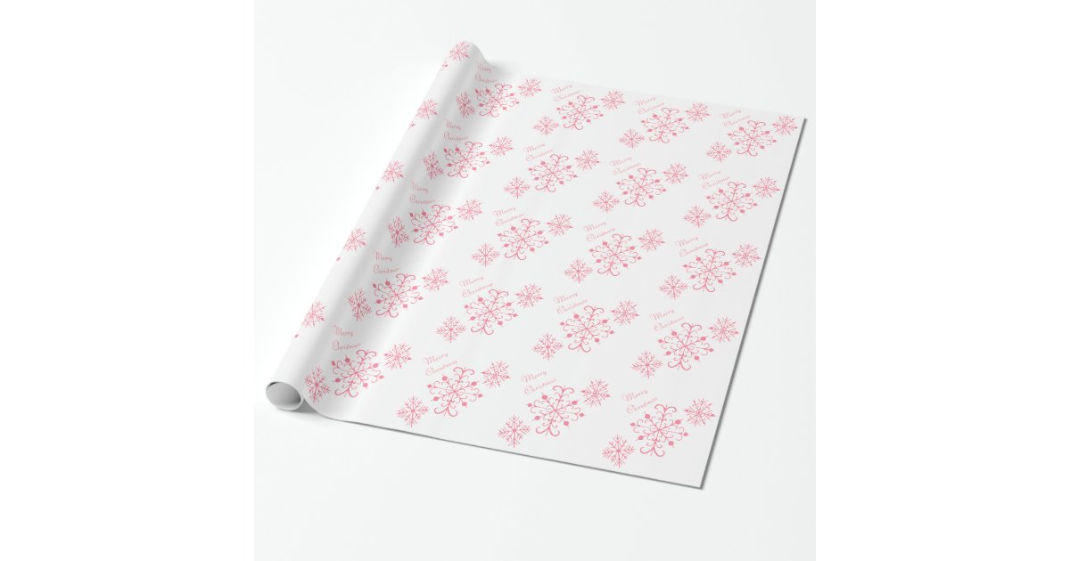 Pink Snowflakes Christmas Wrapping Paper | Zazzle