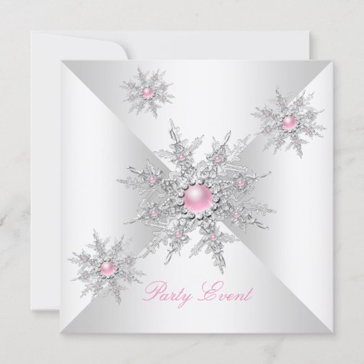 Pink Snowflakes Winter Wonderland Party Invitation | Zazzle