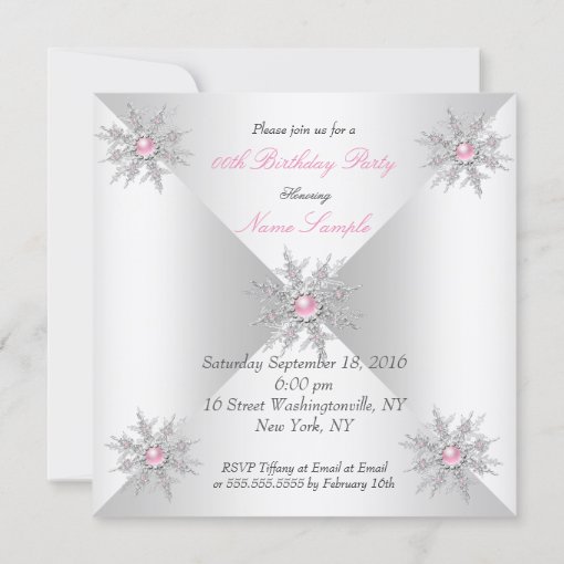 Pink Snowflakes Winter Wonderland Party Invitation | Zazzle