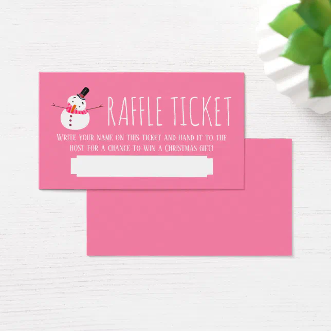 Pink Snowman, Christmas Party Raffle Ticket | Zazzle
