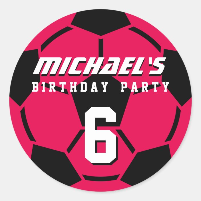 Pink Soccer Ball Sports Birthday Party Stickers | Zazzle.com