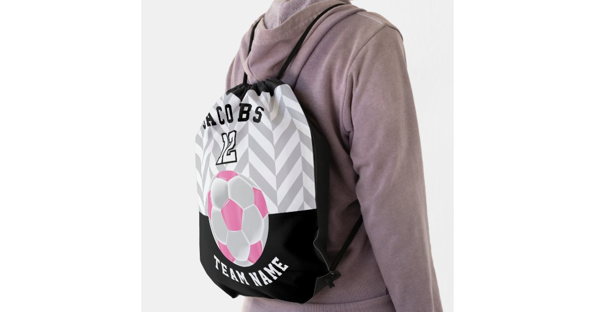 Pink Soccer Ball with Diy Text Backpack | Zazzle