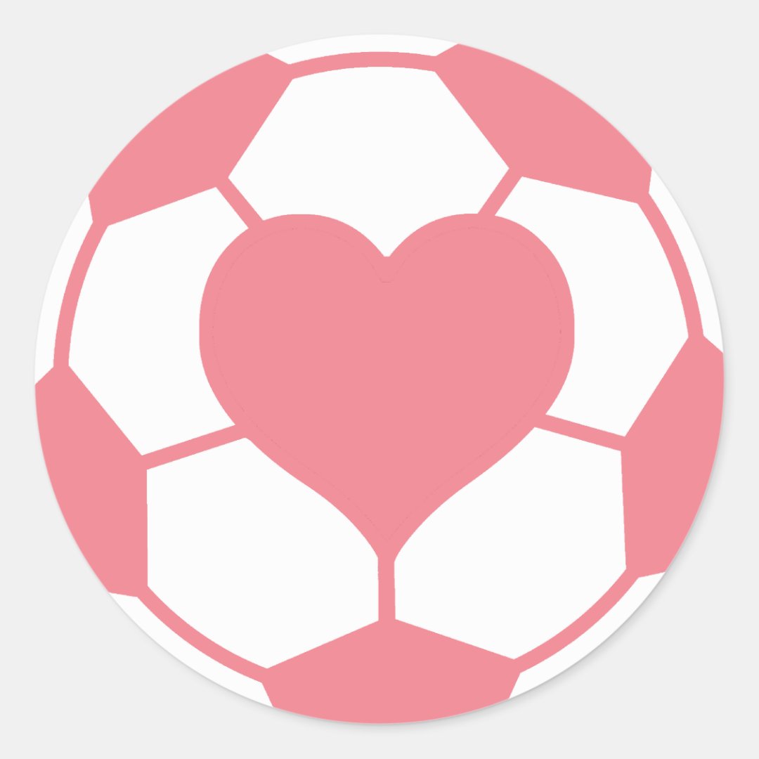 Pink Soccer Ball with Heart Classic Round Sticker | Zazzle
