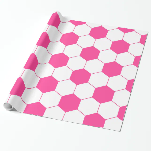 Pink Soccer Football Ball Pattern Wrapping Paper | Zazzle