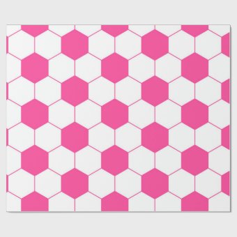 Pink Soccer Football Ball Pattern Wrapping Paper | Zazzle