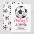 Pink Soccer Girl Birthday Invitation | Zazzle