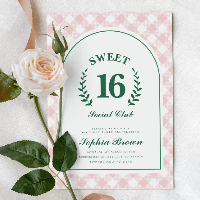 Pink Social Club Sweet 16 Birthday Invitation | Zazzle