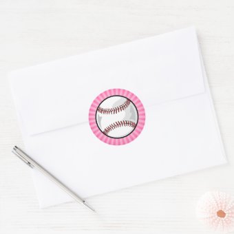 Pink Softball Classic Round Sticker | Zazzle
