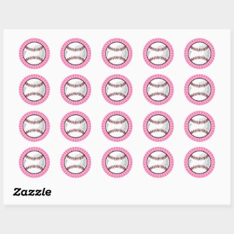 Pink Softball Classic Round Sticker | Zazzle