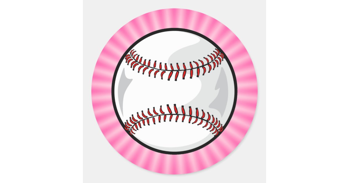 Pink Softball Classic Round Sticker | Zazzle