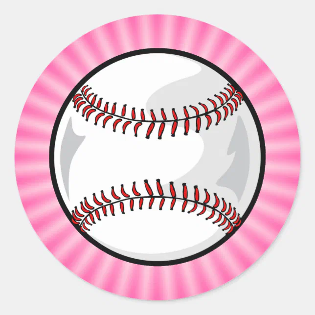 Pink Softball Classic Round Sticker | Zazzle