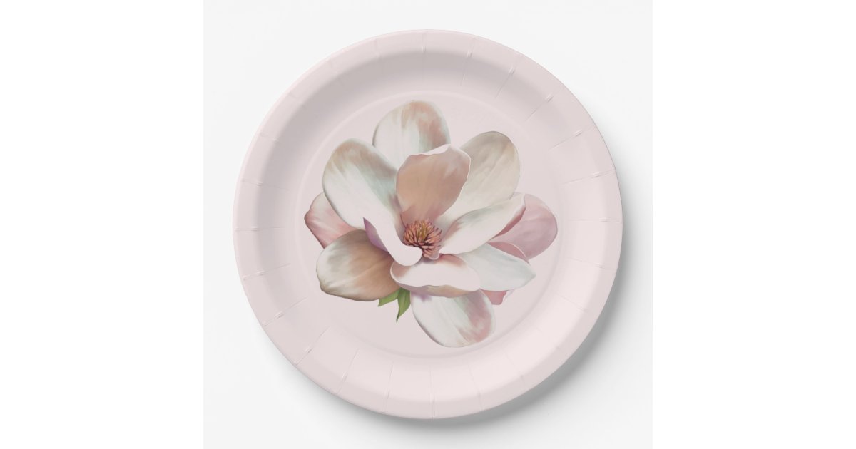 Pink Southern magnolia Paper Plates | Zazzle