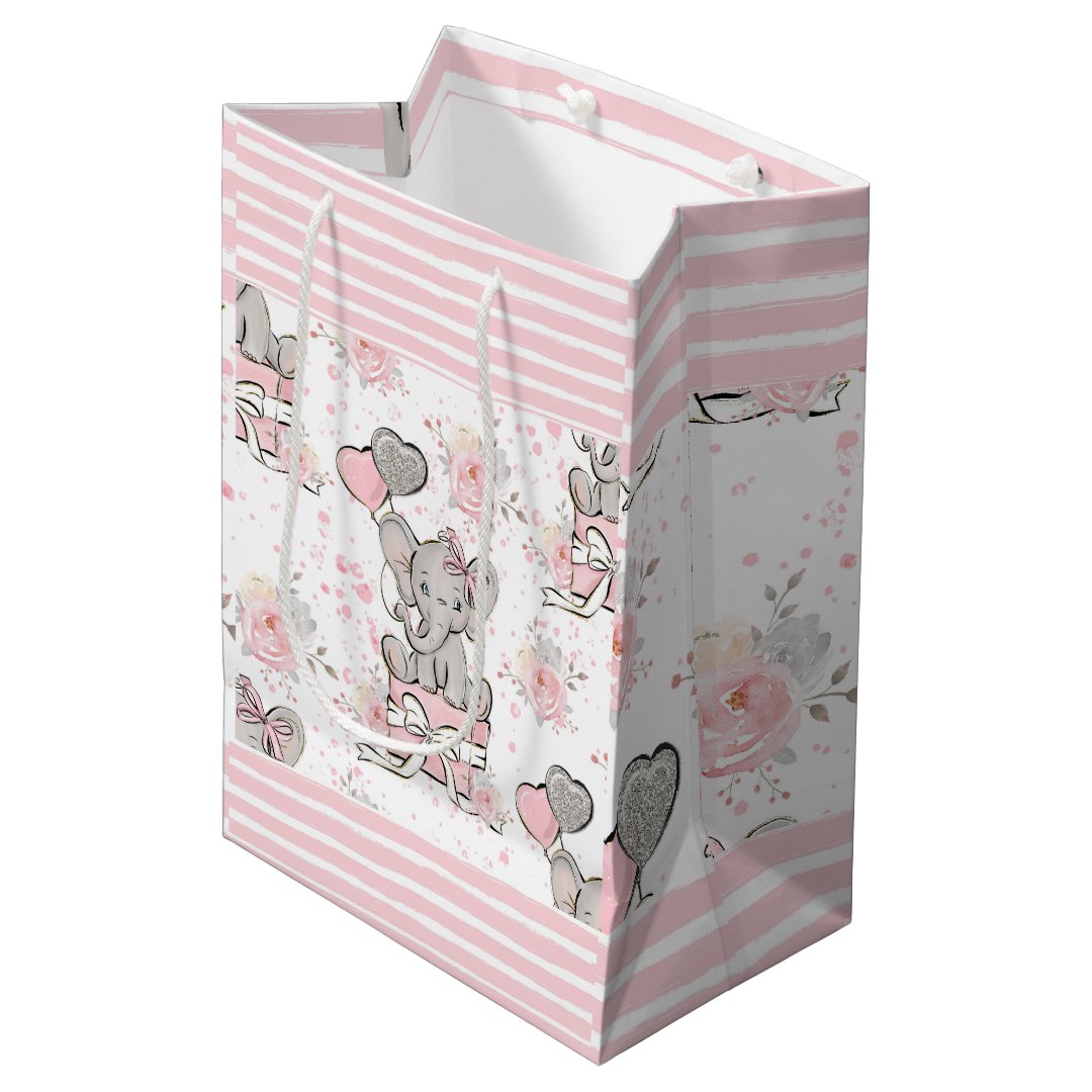 Pink Sparkle Elephant Gift Bag | Zazzle