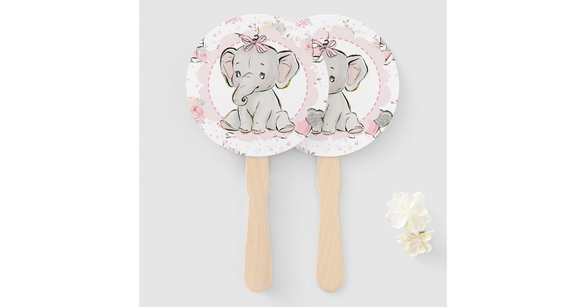 Pink Sparkle Elephant Hand Fans | Zazzle