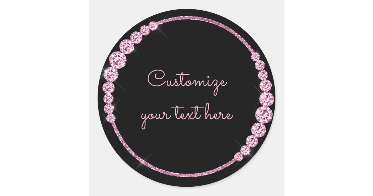 Pink Sparkle Gems Circle Custom Classic Round Sticker | Zazzle