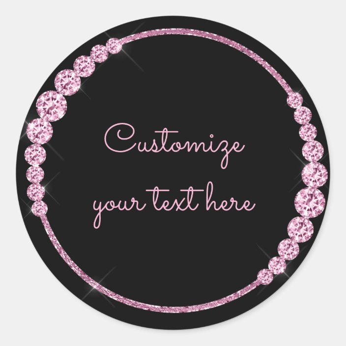 Pink Sparkle Gems Circle Customizable Classic Round Sticker | Zazzle.com