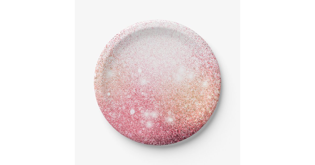 Pink sparkle Glitter design Paper Plates | Zazzle