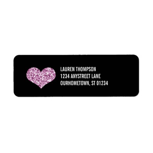 Pink Sparkle Heart Label | Zazzle