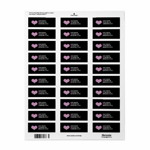 Pink Sparkle Heart Label | Zazzle