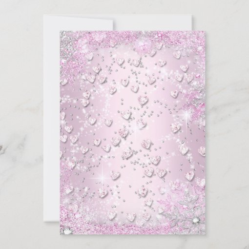 Pink Sparkle Hearts Birthday Invitation | Zazzle