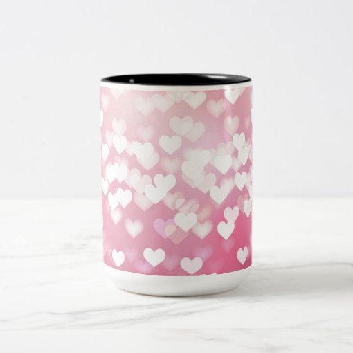 Pink Sparkle Hearts Pattern Coffee Mug | Zazzle