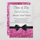 Pink Sparkle-look Bow Graduation Invitation | Zazzle