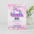 Pink Sparkle Unicorn Magical Any Age 6th Birthday Invitation | Zazzle