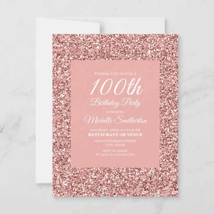 Pink Sparkling Glitter Women's 100th Birthday Card | Zazzle