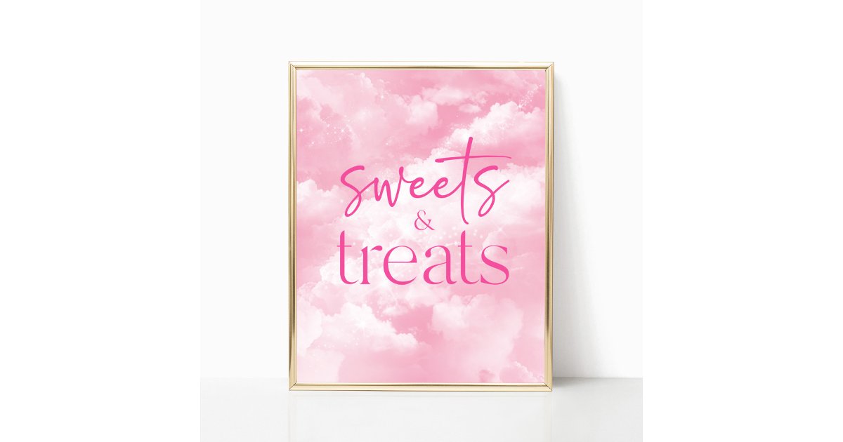 Pink Sparkly Clouds Sweets & Treats Sign | Zazzle