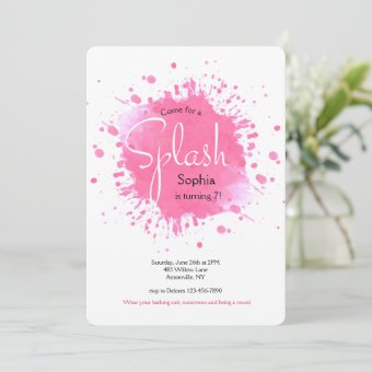 Pink Splash Invitation | Zazzle
