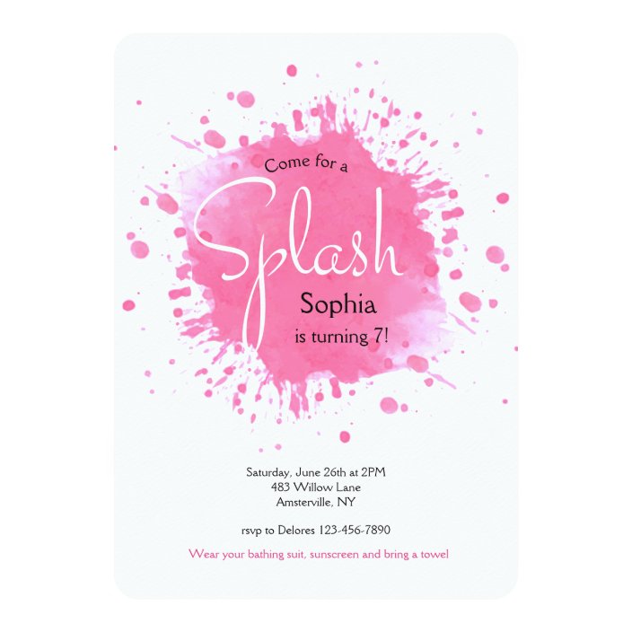 Pink Splash Invitation | Zazzle.com