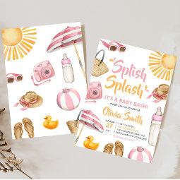 Pink Splish Splash Baby Shower Invitation | Zazzle