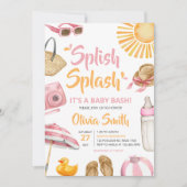 Pink Splish Splash Baby Shower Invitation | Zazzle