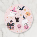 Pink Spooky Halloween Birthday Favor Tags | Zazzle