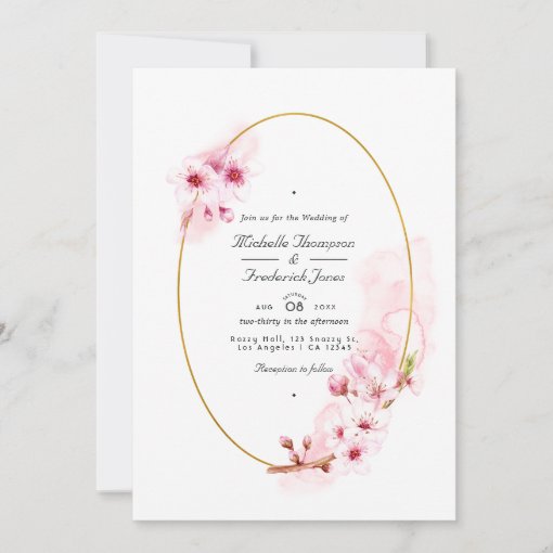 Pink Spring Cherry Blossom QR Code RSVP Wedding Invitation | Zazzle