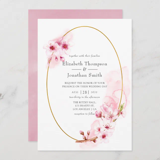 Pink Spring Cherry Blossom Wedding Invitation | Zazzle