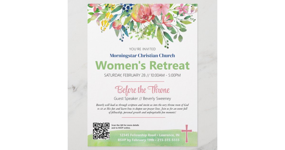 Pink Spring Floral Women's Retreat Invitation Flyer | Zazzle