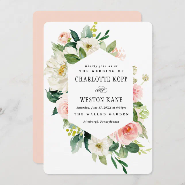 Pink Spring Florals Wedding Invitation | Zazzle