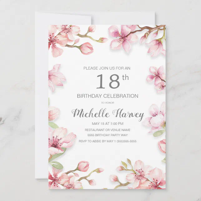 Pink Spring Garden Floral 18th Birthday Party Invitation | Zazzle