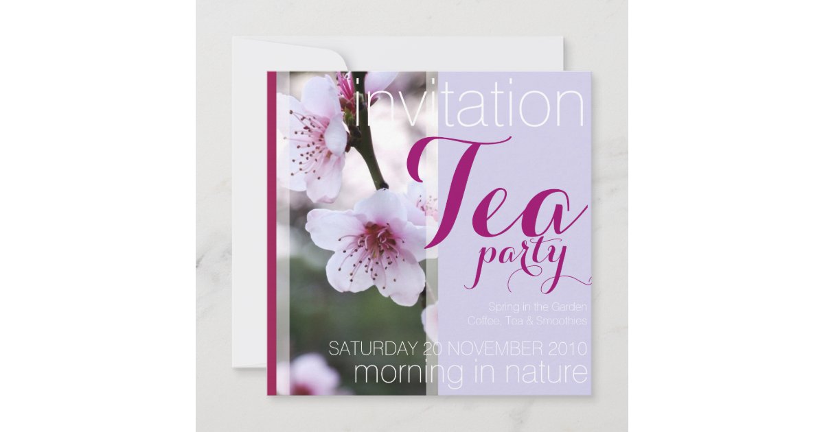 Pink Spring Tea Party Invitations | Zazzle